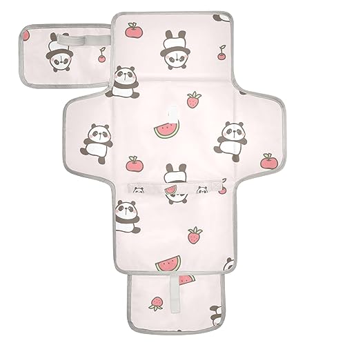 Bulletgxll Pink Panda Portable Diaper Changing Pad Waterproof Changing Pad with Baby Tissue Pocket and Magic Stick for Newborn Baby.