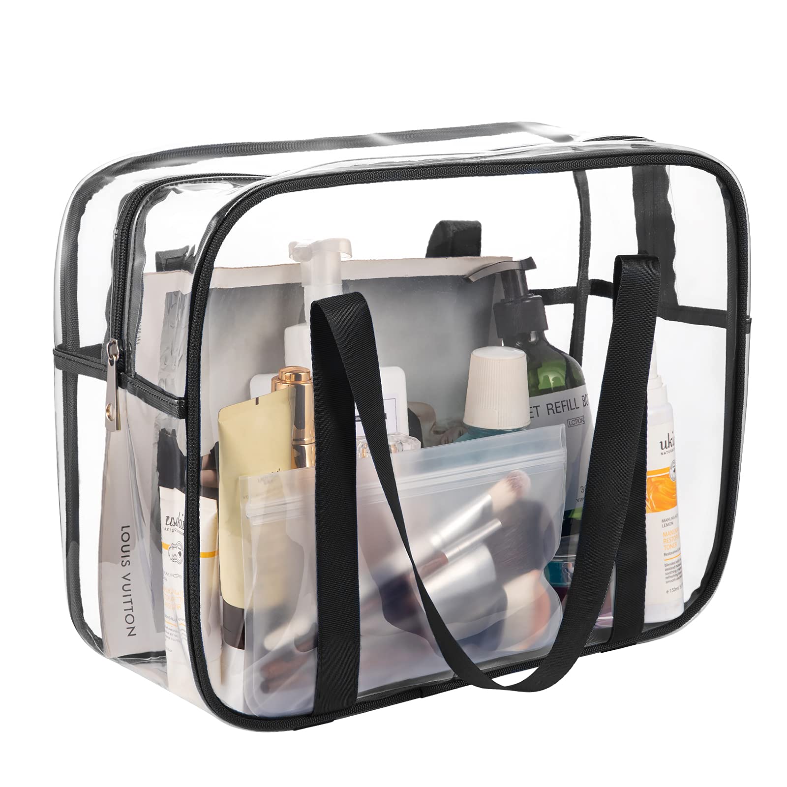 ONEGenug Clear Toiletry Bag Thick Transparent Cosmetic Bag Waterproof Makeup Artist Large Bag Diaper Case Luggage Organizer Storage Easy Clean Large