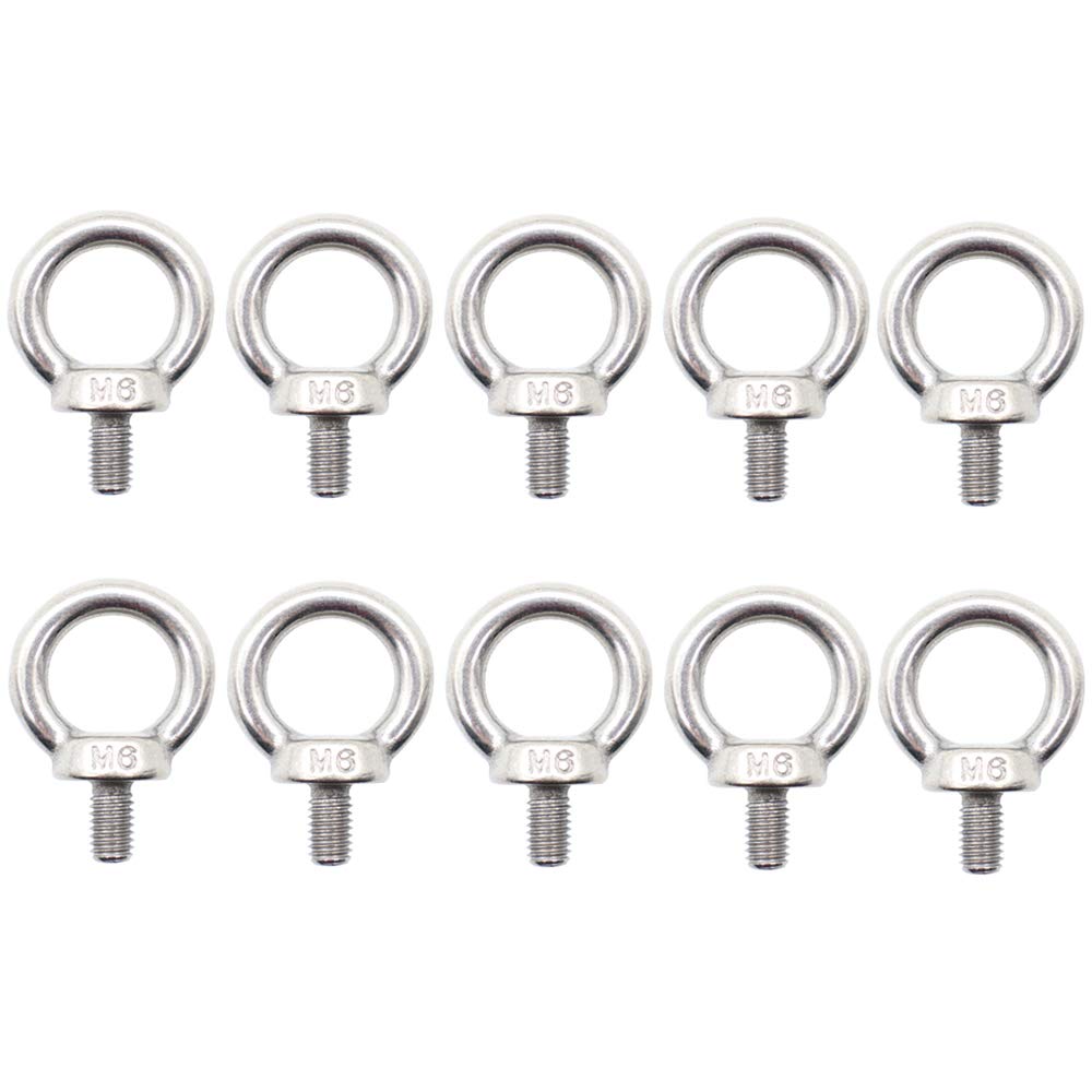 Eowpower 10 Pieces M6 Male Thread Machinery Shoulder Lifting Ring Eye Bolts