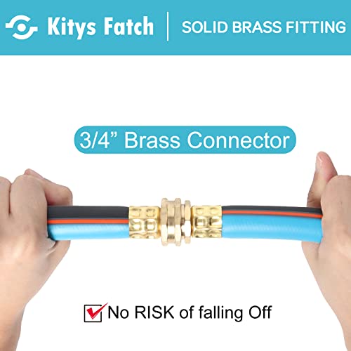 Kitys Fatch Upgraded Kink Free Hybrid Garden Hose 10ft 5/8", Thickened Heavy Duty Water Hose with Brass Solid Connector,Lightweight Flexible Tough Rubber Hose with Nozzle,Durable Yard Outdoor Hose