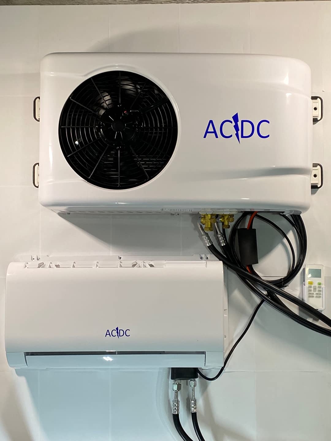 ACDC 12V Air Conditioner and Reverse Cycle Heat Pump, Battery Powered, 6000 BTU, 20 SEER, R134A Refrigerant Pre-filled, Mini-Split A/C with 10ft Rubber Hose and Complete Installation Kit