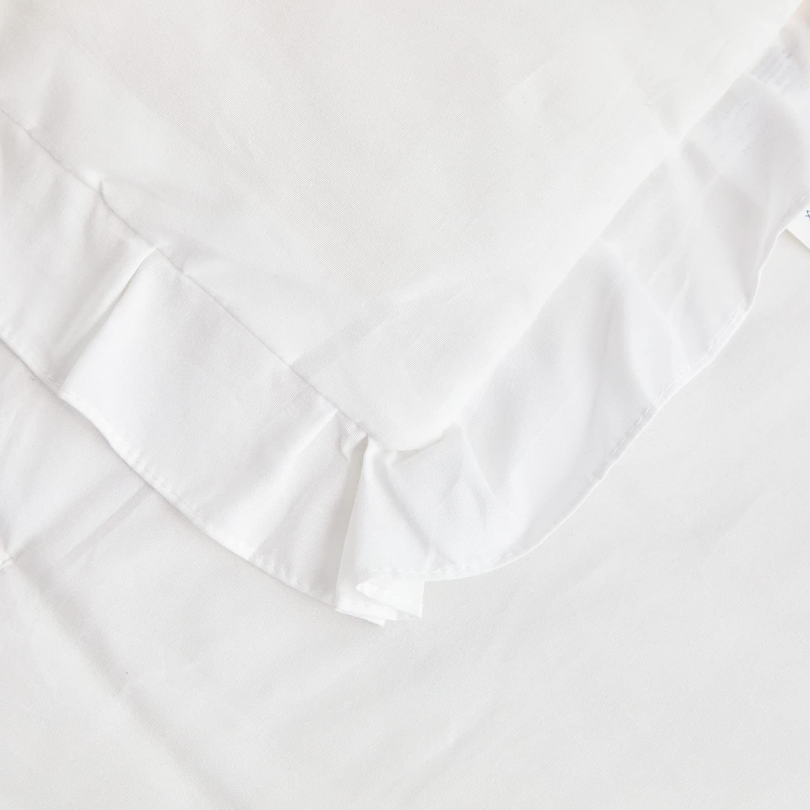 4 Pieces White Toddler Bedding Set with Ruffle Fringe, Solid Color Toddler Bed Set - 1 Toddler Comforter + 1 Fitted Sheet +1 Flat Sheet +1 Pillowcase for Baby Boys and Girls