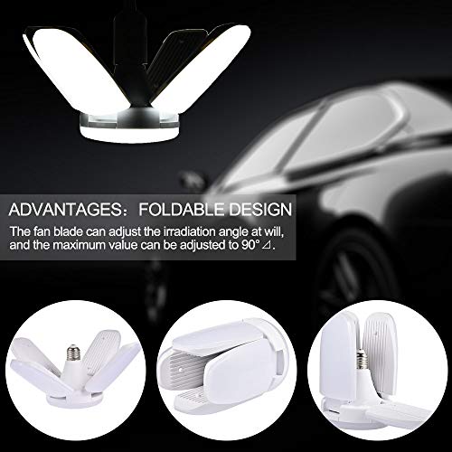 60W LED Garage Lights, 6000 Lumens Adjustable Leaf Light Garage Ceiling Light, CRI 80,Daylight White 6000k LED Garage Ceiling Light, high Bay Light for Garage, Barn, Workshop, Warehouse