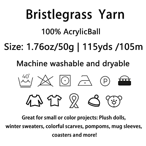 Bristlegrass Light Blue Chenille Yarn Yarn Original 100% Pom-Poms Milk Cotton Hand Knitting, Yarn Fine-Sport Velvet Yarn for Crocheting(1.76Oz,115 Yds)