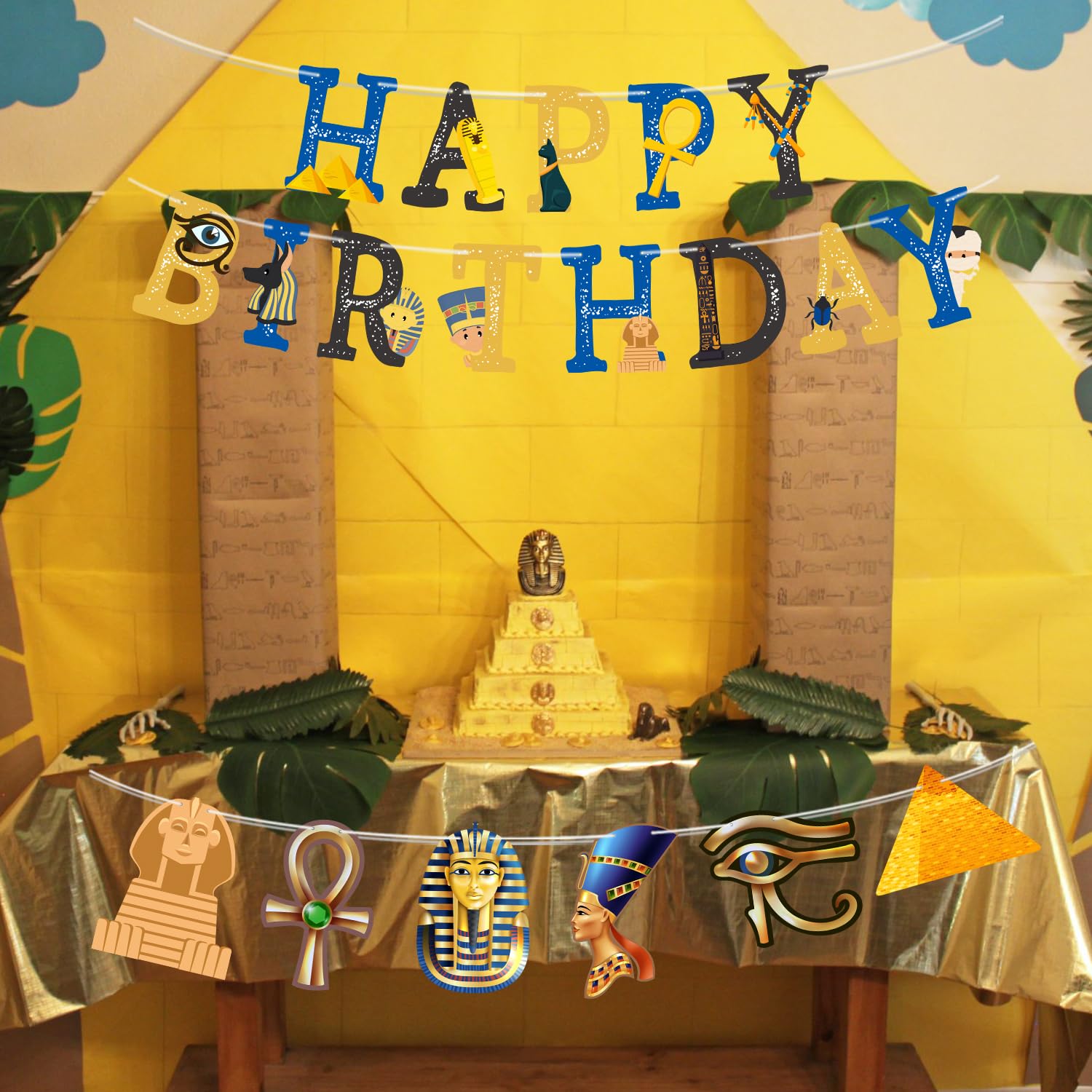 Egypt Birthday Banner, Ancient Egyptian Party Decorations, Ancient Egypt Birthday Party Decorations, Htabiol Egyptian Happy Birthday Banner, Suit for Egyptian Birthday, Egyptian Decorations Party