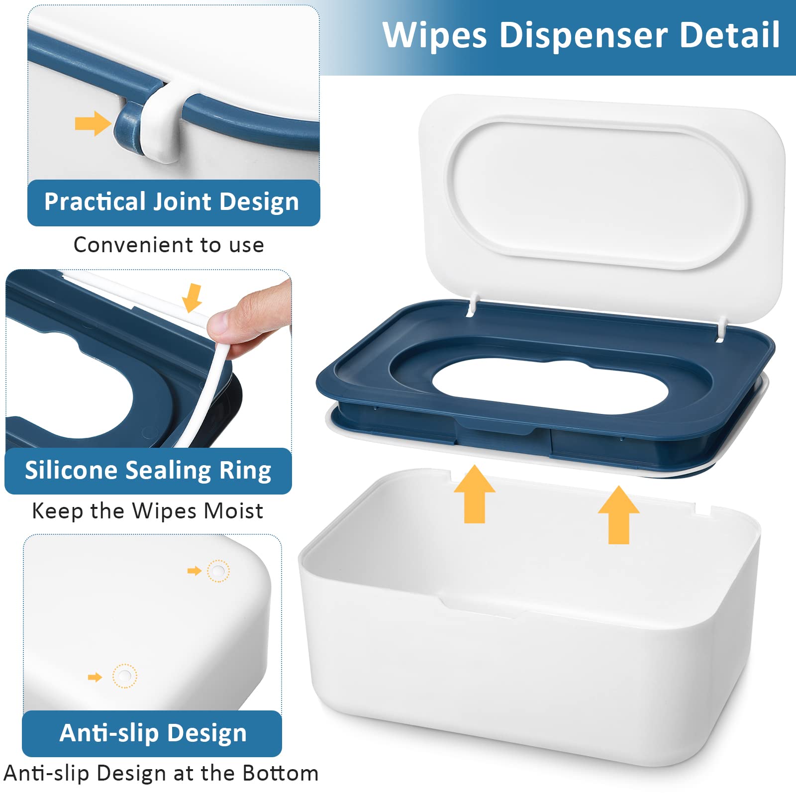 4 Pieces Wipes Dispenser Baby Wipes Case Container Case Wet Wipe Holder with Sealing Design Refillable Baby Wipe Dispenser Easy Open and Close (Gray)