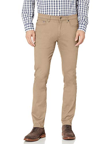 Amazon Essentials Men's Skinny-Fit 5-Pocket Stretch Twill Pant, Khaki Brown, 32W x 30L