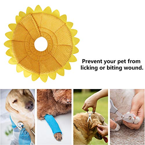 SLSON Cat Recovery Collar Pet Cone Collar Soft Protective Cotton Cone Adjustable Fasteners Collar for Cat and Puppy, Yellow (S)