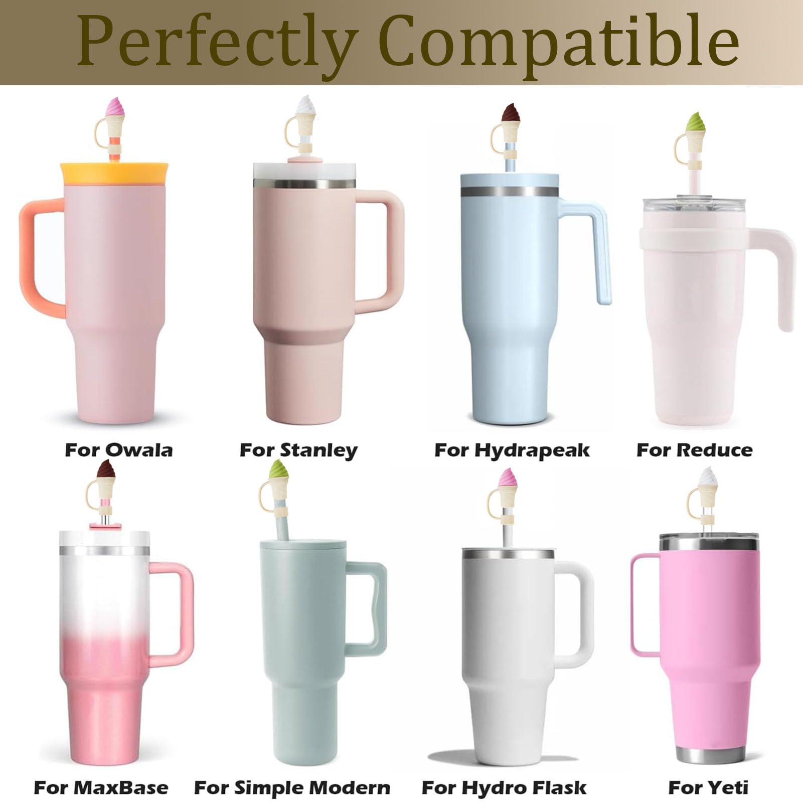 4 Pcs Stanley Straw Covers Silicone Straw Topper 0.4in Dust Proof Straw Cover Cap for Stanley Cup Accessories