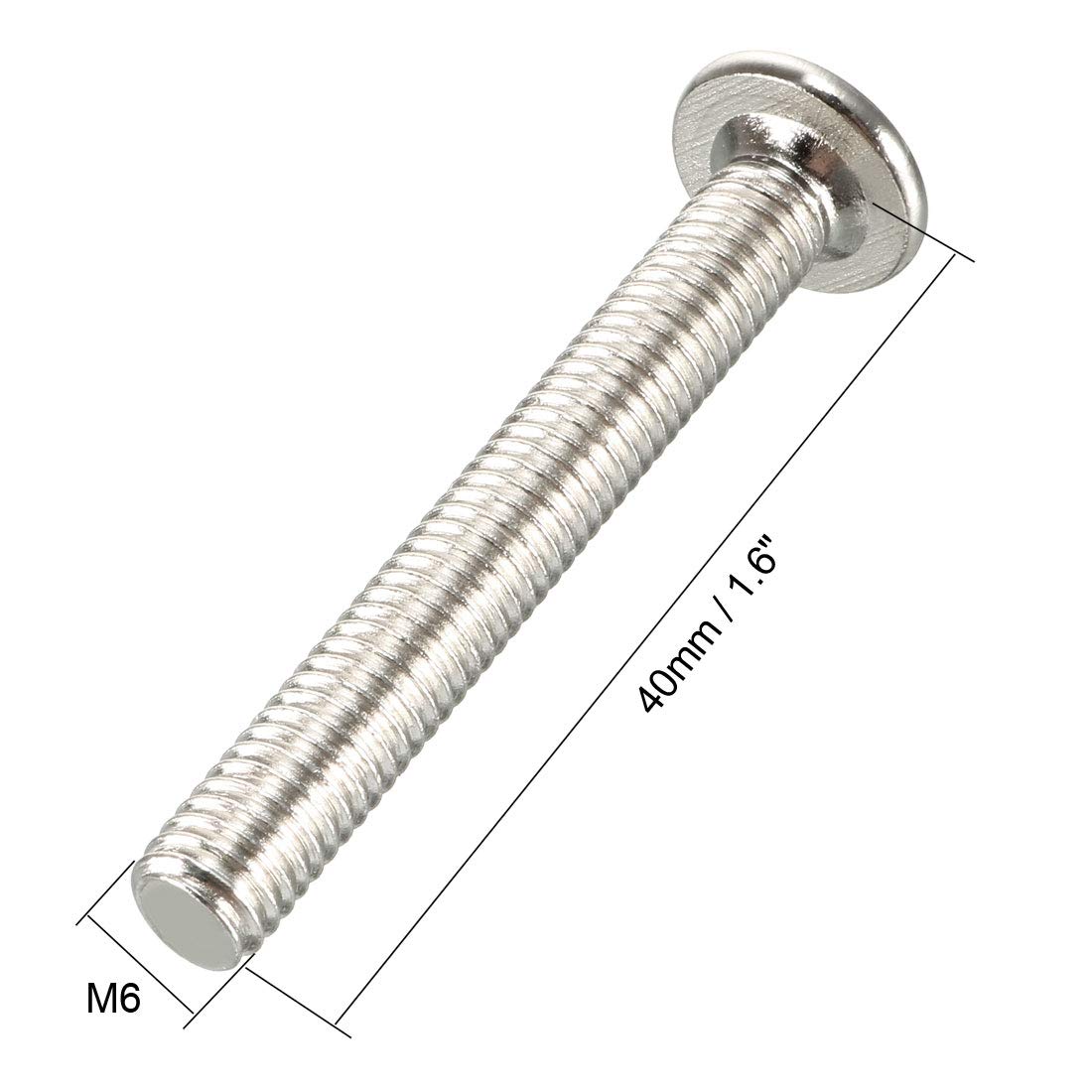 uxcell M6x40mm Furniture Bolts Hex Socket Screws Fastener Carbon Steel 25pcs