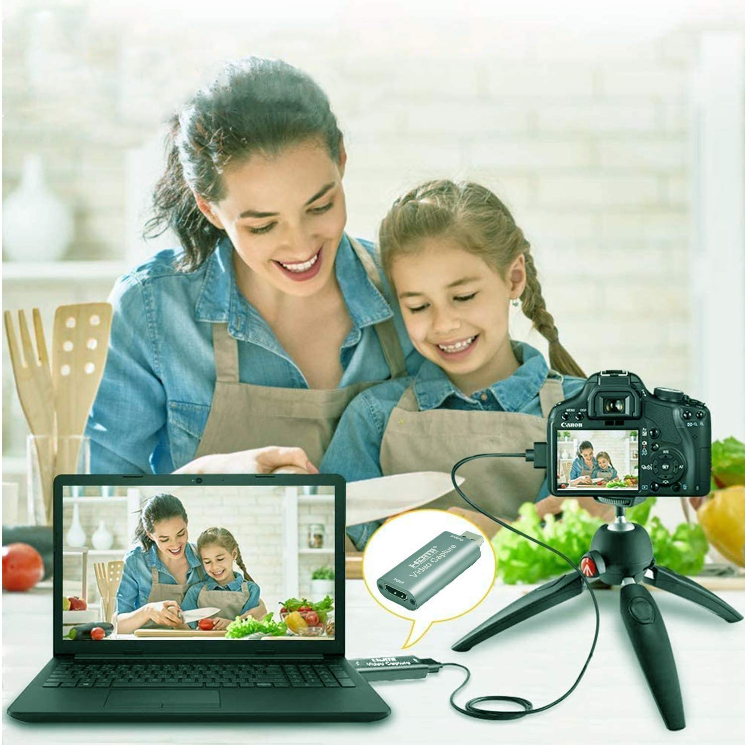 Winkoox Video Capture Cards, 4k Cam Link Card HDMI to USB 3.0, Record to DSLR Camcorder Action Cam Capture Devices for Gaming, Live Broadcasting, Streaming, Video Conference, Silver