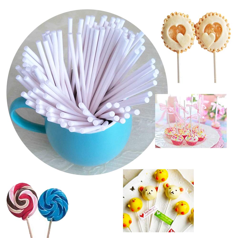 Anyumocz 400PCS 4-Inch White Lollipop Paper Sticks Cake Pops Stick for Candy,Chocolate,Cookie,Dessert