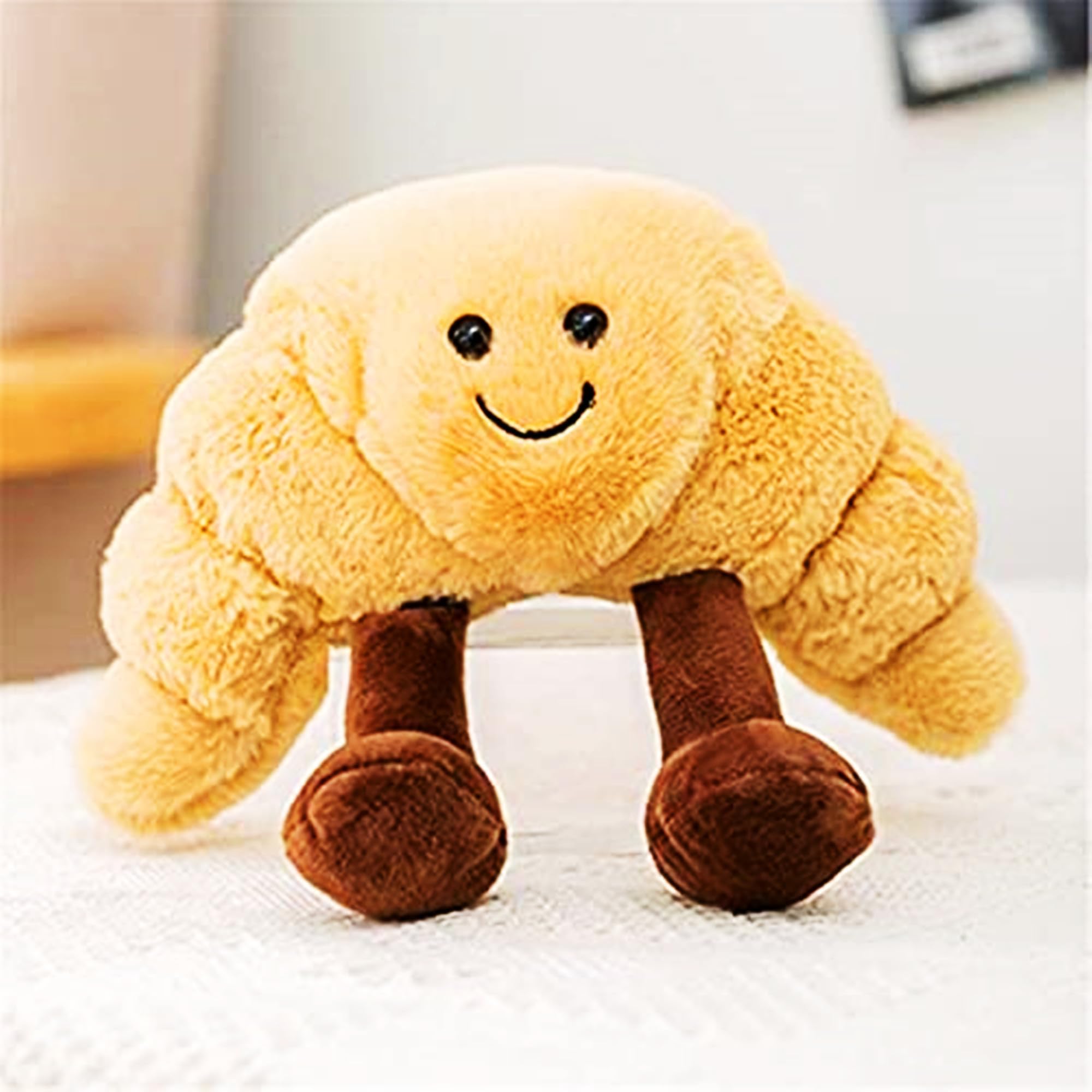 Croissant Plush Bread Pillow Toy, Food Plush Pillow Cute Plush Stuffed Animals Toy Funny Soft Food Plushies Toy for Gifts for Kids Birthday