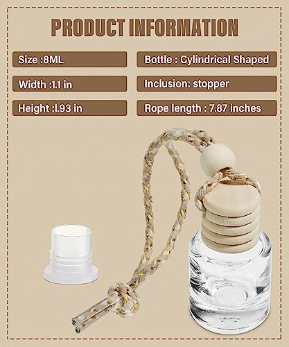 ESEWALAS 5Pcs Hanging Car Air Freshener,8ml Car Hanging Diffuser,Empty Glass Perfume Bottles Oil Diffuser Perfume Aromatherapy Pendant Bottle,Air Freshener Diffuser Bottle Pendant