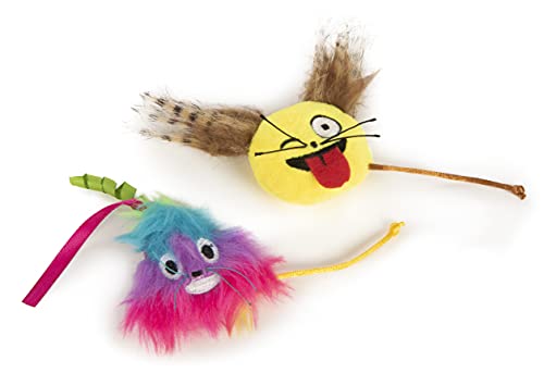 SmartyKat (2 Count Mouse Moods Emoji Wink Face & Rainbow Poop Plush Catnip Cat Toys - Multi Color, 2 Count