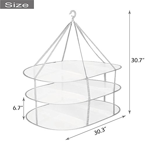 Looca 3-Tier Folded Mesh Clothes Hanging Dryer Sweater Drying Rack 30.3" L * 24.5" W*30.7" H