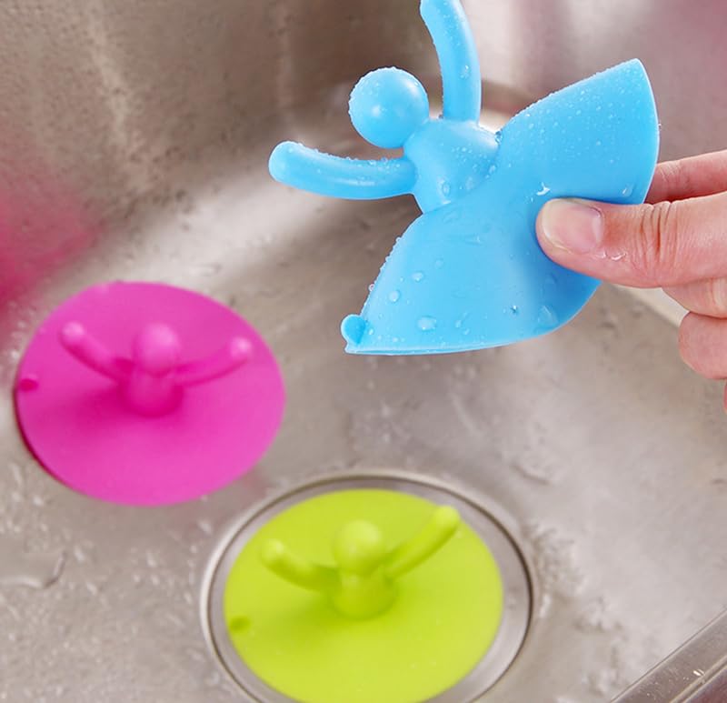 AKOAK 1 Pack Cute Human-Shaped Floor Drain Plug Household Kitchen Toilet Bathroom Shower Waterproof Silicone Sink Plug Bathtub Drain Plug Tool (Green)