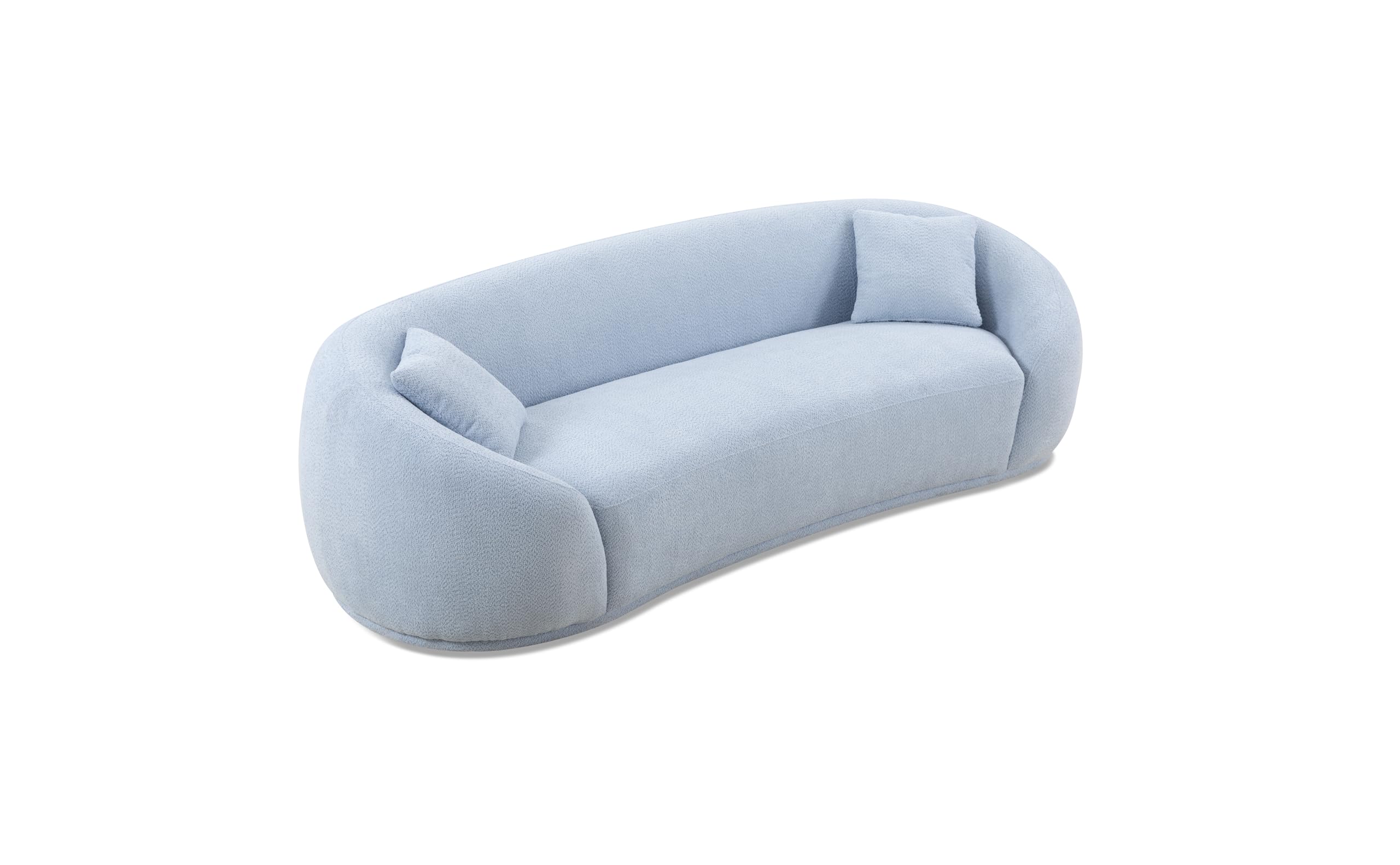 WAKEEPING 103" Modern Curved Sofa, Back Upholstered Boucle Couch with 2 Throw Pillows, 3-Seat Boucle Fabric Couch for Living Room, Office, Apartment (White, 103")