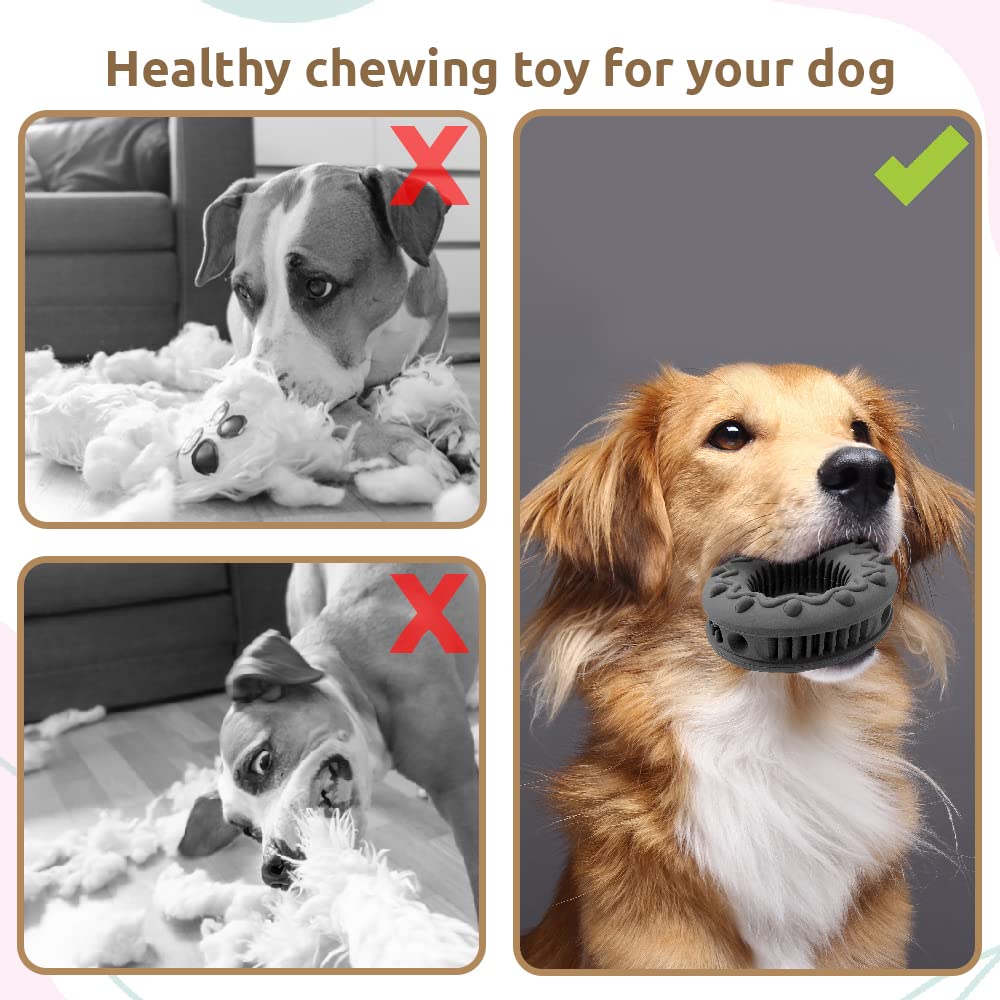 SIMENA Tough Chew Toys for Dog Teeth Cleaning, Teething Toy for Medium Breeds, Dog Toothbrush Toy, Use with Peanut Butter or Toothpaste, Dog Chew Sticks (Bone, Blue)