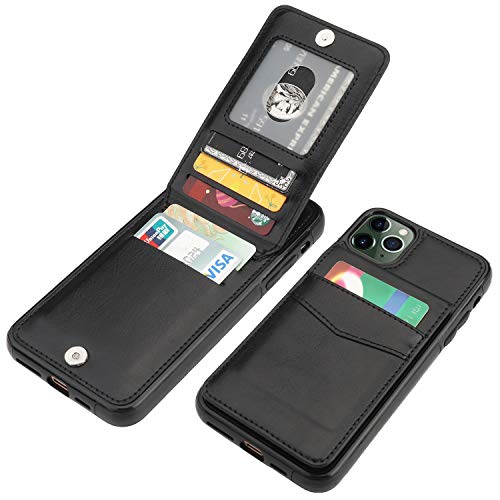 KIHUWEY iPhone 11 Pro Max Case Wallet with Credit Card Holder, Premium Leather Magnetic Clasp Kickstand Heavy Duty Protective Cover for 11 Pro Max 6.5 Inch(Black)