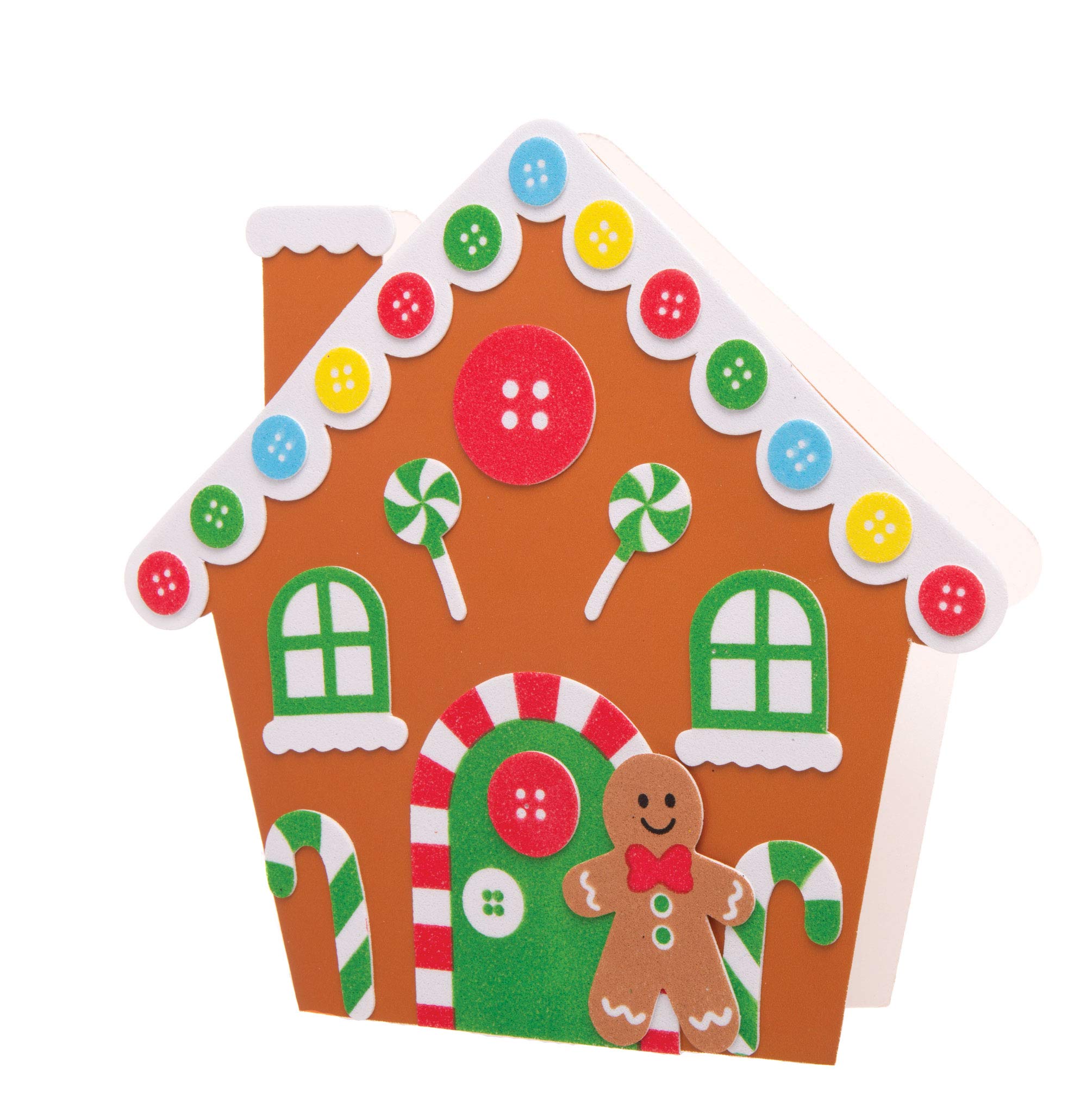 Baker Ross AT186 Gingerbread House Mix & Match Card Kits - Pack of 6, Decorate and Display for Christmas Decorations, Ideal Kids Arts and Crafts Project