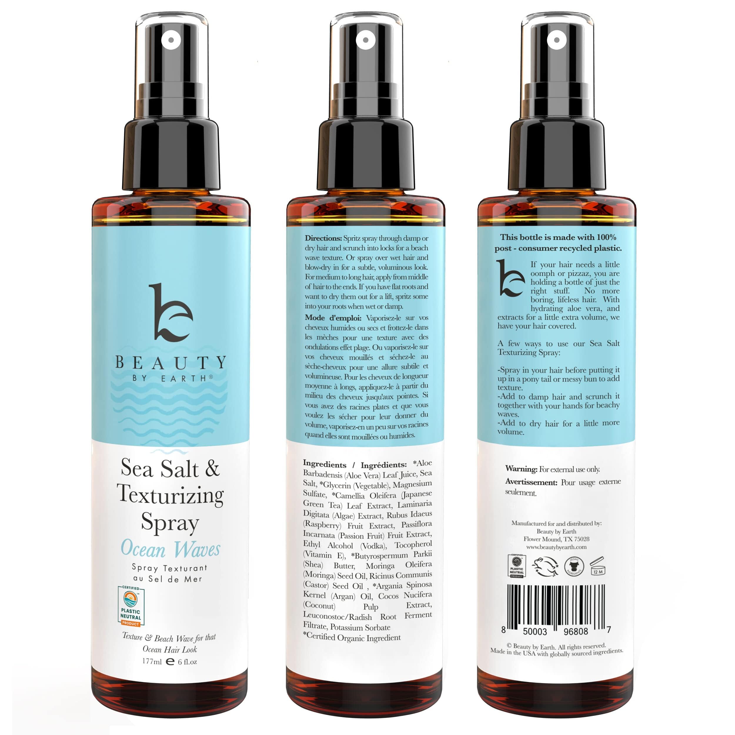 Sea Salt Spray for Textured Beach Waves & Volume - USA Made with Organic Ingredients, Texturing & Volumizing Spray for Fine Hair for Men & Women