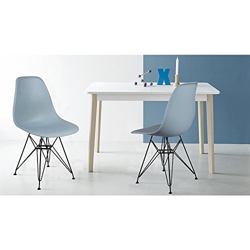 GIA Contemporary Armless Dining Chair, Qty of 2, Fog Seat with Black Metal Legs