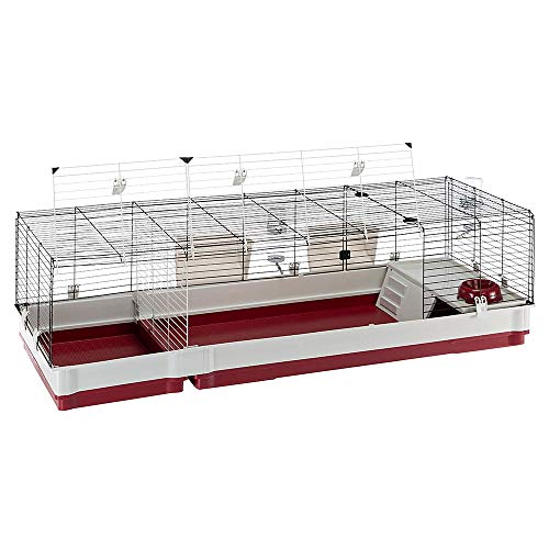 Ferplast Krolik XXL Rabbit Cage with Wire Extension, Rabbit Cage Includes All Accessories & Measures 63.8 L x 23.62 W x 19.68 H Inches, 1-Year Warranty, 63.78 x 23.62 19.62 x 19.68", Multicolor