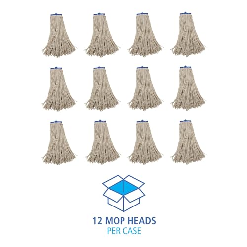 Boardwalk BWK720C 20 oz. Economical Lie-Flat Cotton Fiber Mop Head - White (12/Carton)