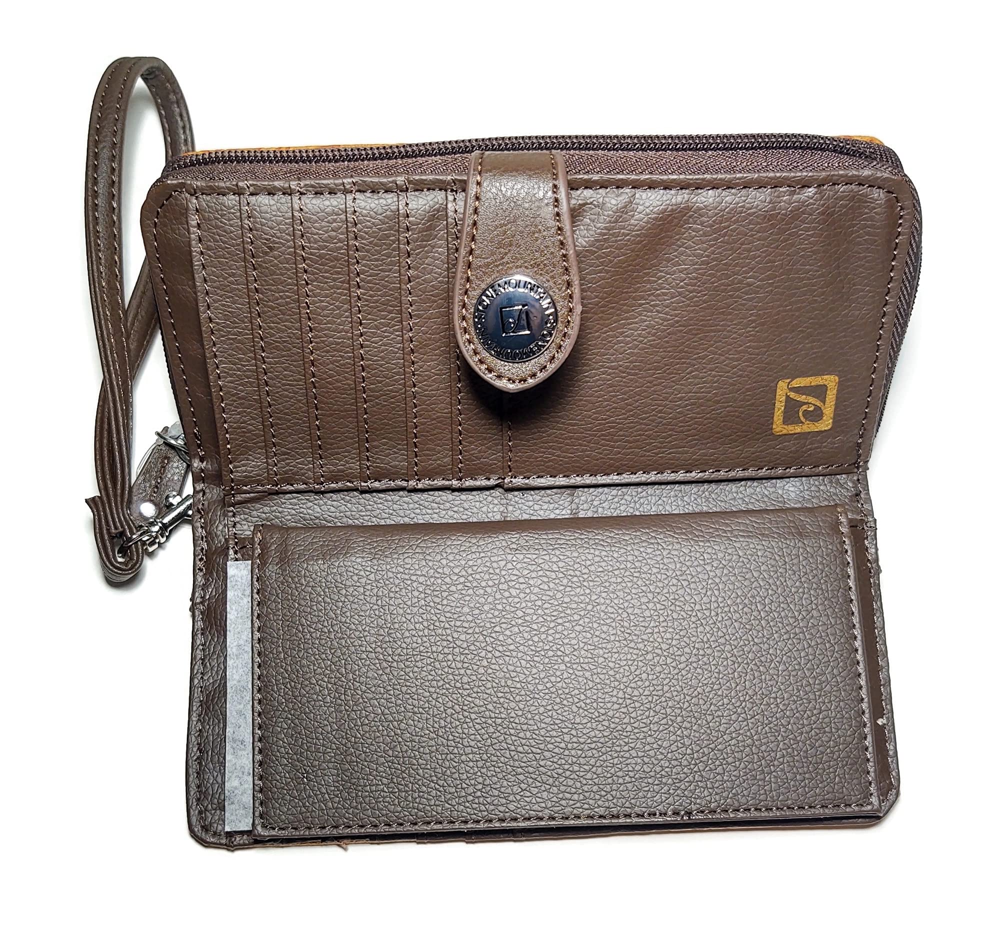 Stone Mountain Tooled Embossed SLG Wristlet Wallet, Cognac Brown