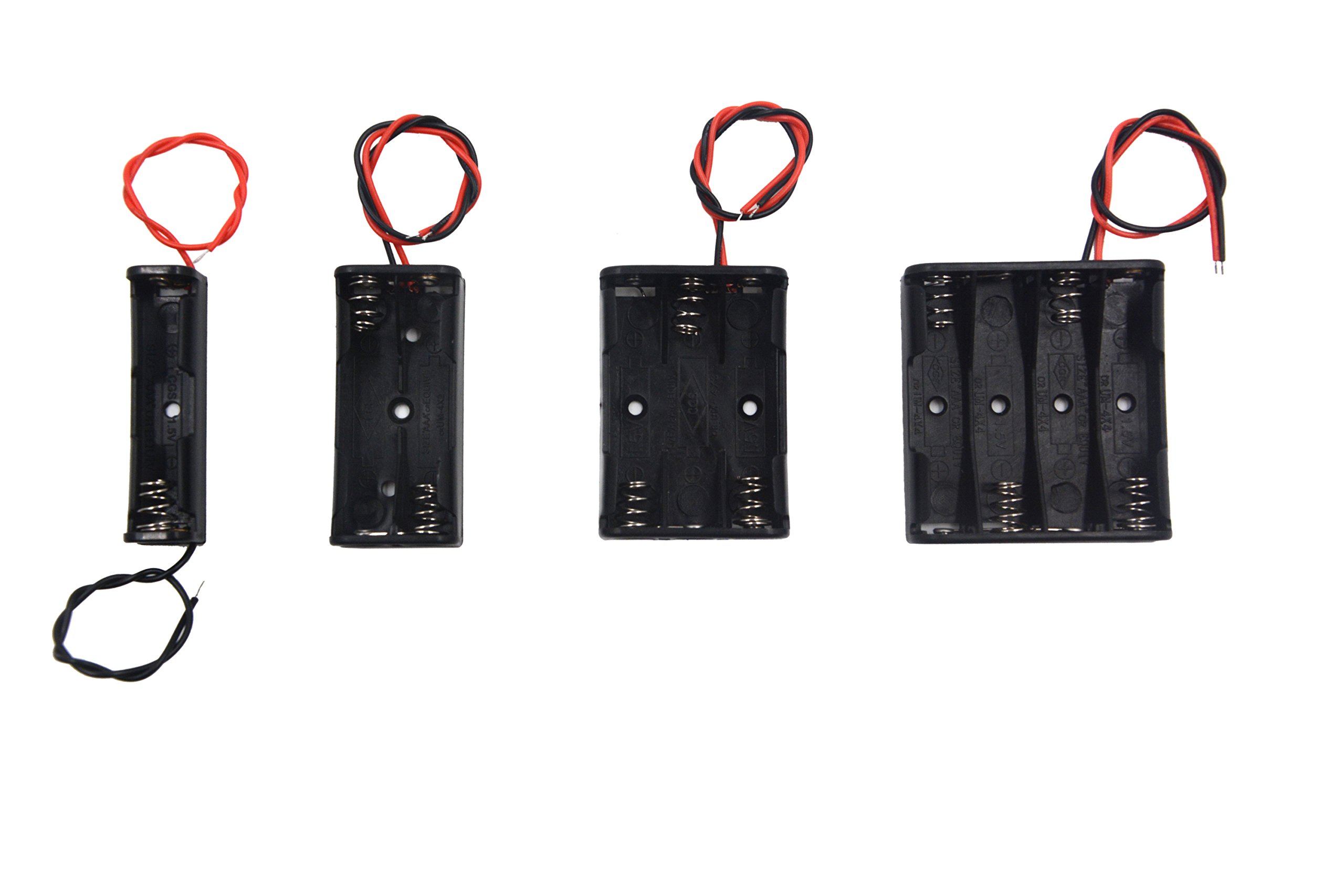 LAMPVPATH (Pack of 8) AAA Battery Holder Bundle 2Pcs Single AAA Battery Holder, 2Pcs 2X 1.5V 2 AAA Battery Holder, 2Pcs 3 AAA Battery Holder with Wires, 2Pcs 4X 1.5V 4 AAA Battery Holder with Leads