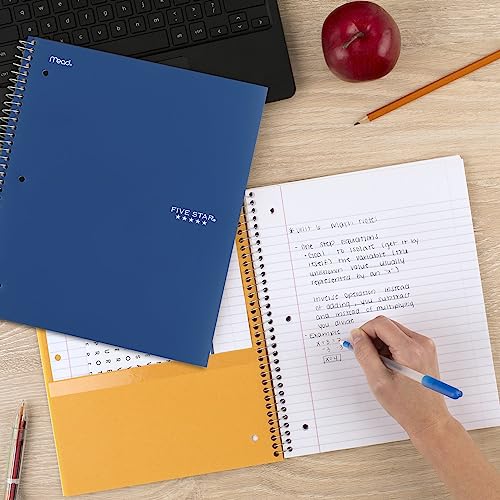 Five Star Spiral Notebook, 6 Pack, 5-Subject, College Ruled Paper, Fights Ink Bleed, Water Resistant Cover, 8-1/2" x 11", 200 Sheets, Color Will Vary (73793)