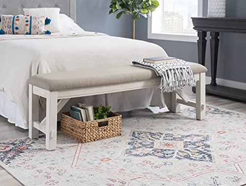Powell Company Powell Turino Distressed White Dining Bench