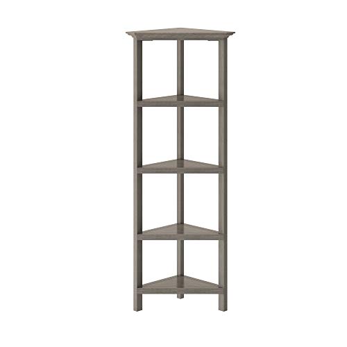 NewRidge Home Goods NewRidge Home Bookcase Bookshelf, Corner, WASHED GREY