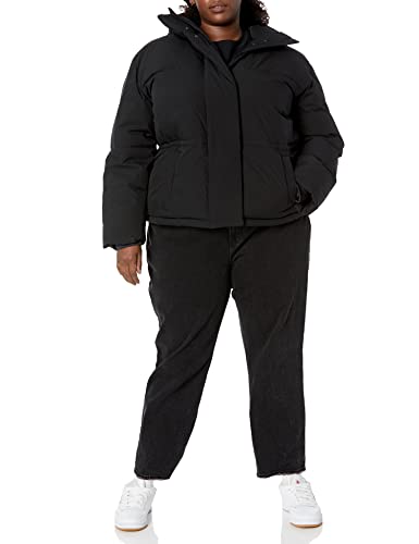Amazon Essentials Women's Short Waisted Puffer Jacket (Available in Plus Size), Black, X-Small