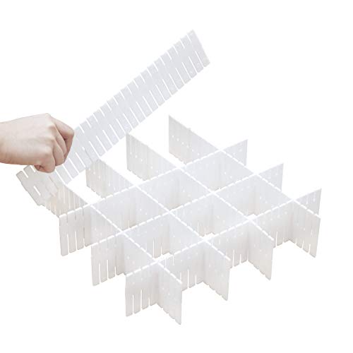 ESTAY DIY Plastic Drawer Dividers 8 Pcs Dresser Kitchen Office Drawer Organizer Accessories Underwear Tools Utensil Plastic Storage (White)