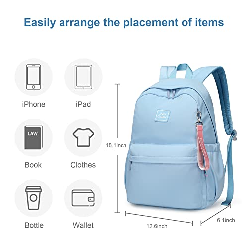 Caran·Y Kids Backpack Girls and Boys Classic School Backpack Light Weight Two Size Multi-pocket Aqua-Blue Suitable for ages 6+ and above(Aqua Blue)