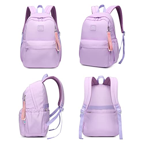 Caran·Y Kids Backpack Girls and Boys Classic School Backpack Light Weight Two Size Multi-pocket L-Purple Suitable for ages 6+ and above(Purple)