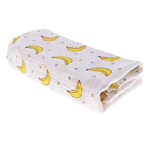 Muslin Swaddle Square Blankets Baby Receiving Blanket Wrap Swaddle Towel for Girl Shower Gift - Banana