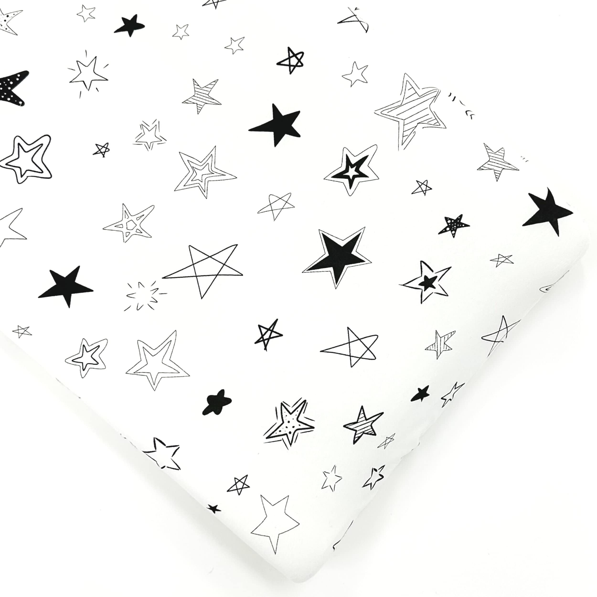Norani Baby Changing Pad Cover | Softest Organic Cotton | Diaper Changing Pad Cover | Fitted | Infant and Toddler | Black and White Stars