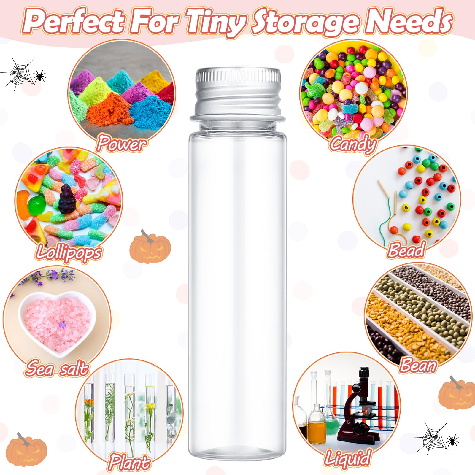 Hoemwarm 48 Pcs 50 ml Test Tubes with Caps, 1.8 oz Plastic Halloween Candy Tubes 27x110 mm Empty Clear Storage Containers for Birthday Party Beads Display Dried Flowers Candy Jar Gift Bulk Decorations
