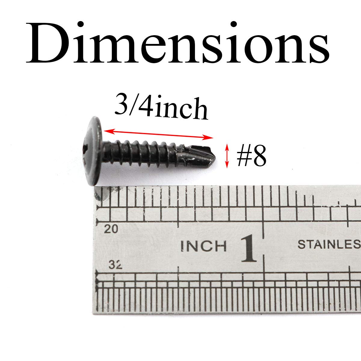 Pro Bamboo Kitchen 50pcs #8 x 3/4" Carbon Steel Cross Large Self-Tapping Truss Head Screws Black