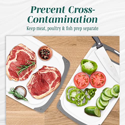 HOMWE Cutting Boards for Kitchen - Chopping Board 3-Pack w/Different Sizes and Non Slip Handles - Reversible, Large Cutting Board Set - Unique Gifts for Cooks Who Have Everything - Black