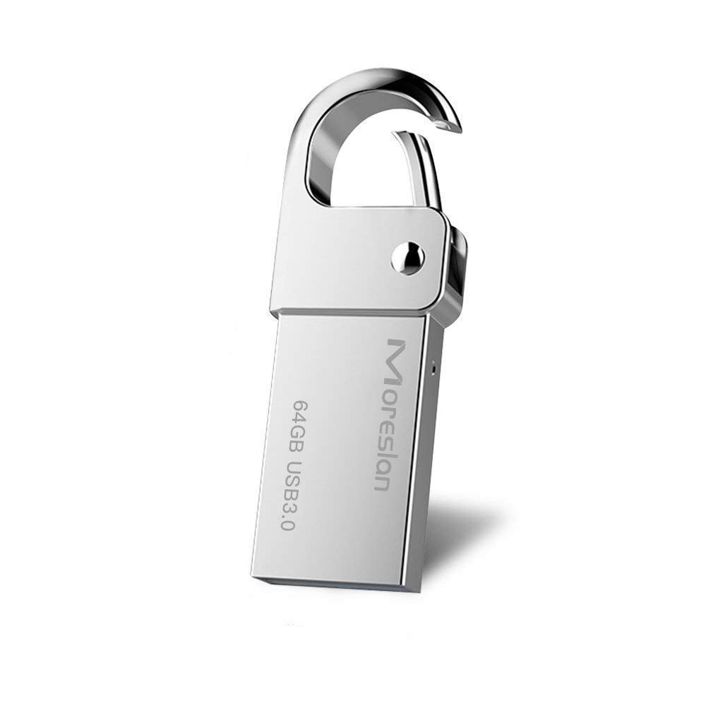 64GB USB Flash Drive, Moreslan USB 3.0 Flash Drive Keychain USB Stick Waterproof Aluminum Memory Stick Pen Drive High Speed for Computers Tablets and Other USB Devices - Silver