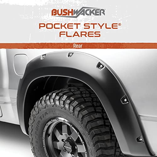 Bushwacker Pocket/Rivet Style Rear Fender Flares | 2-Piece Set, Black, Smooth Finish | 10080-02 | Fits 2007-2018 Jeep Wrangler JK Unlimited 4-Door