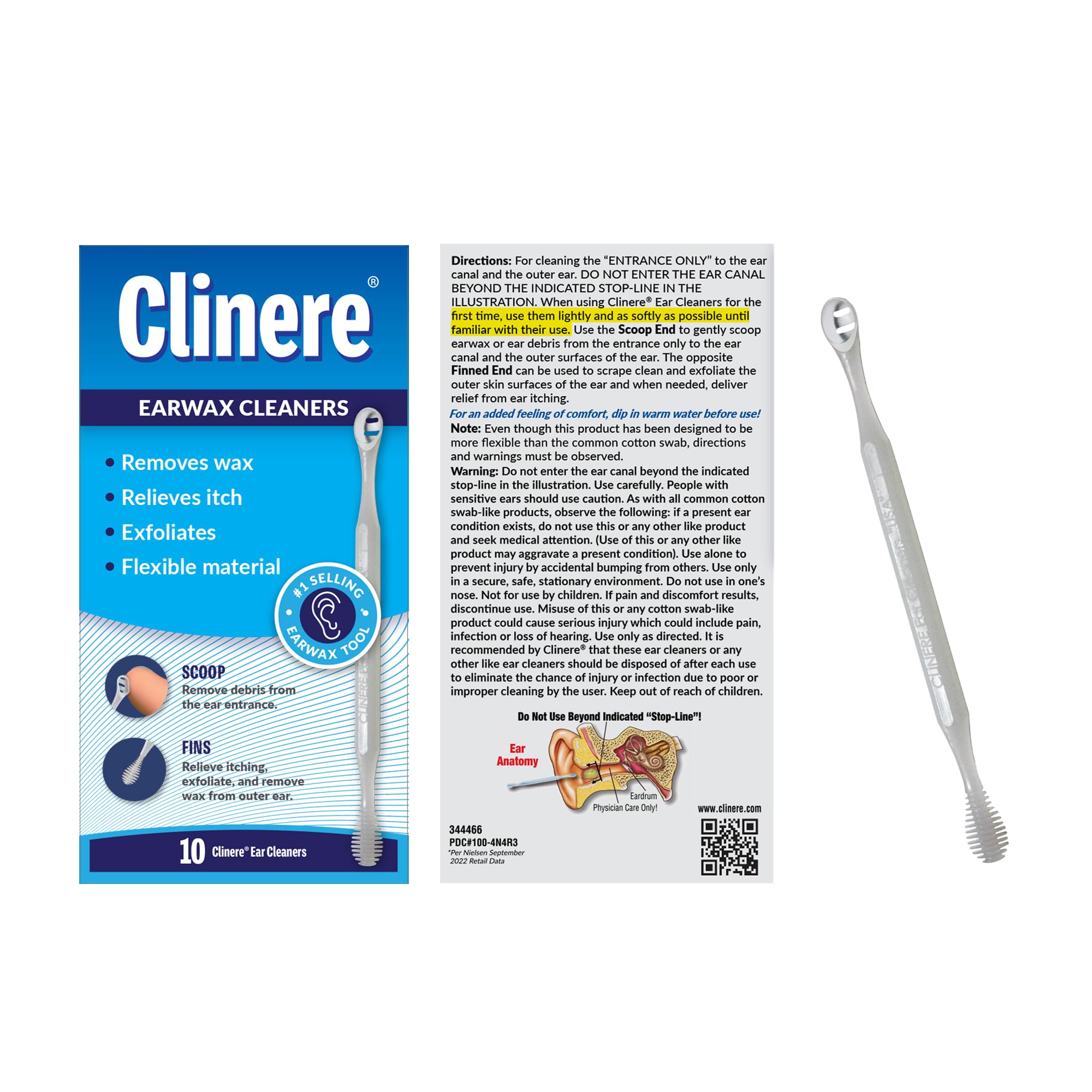 Clinere® Ear Cleaners, 10 Count Earwax Remover Tool Safely and Gently Cleaning Ear Canal at Home, Ear Wax Cleaner Tool, Itch Relief, Ear Wax Buildup, Works Instantly, Exfolimates, Earwax Cleaners.