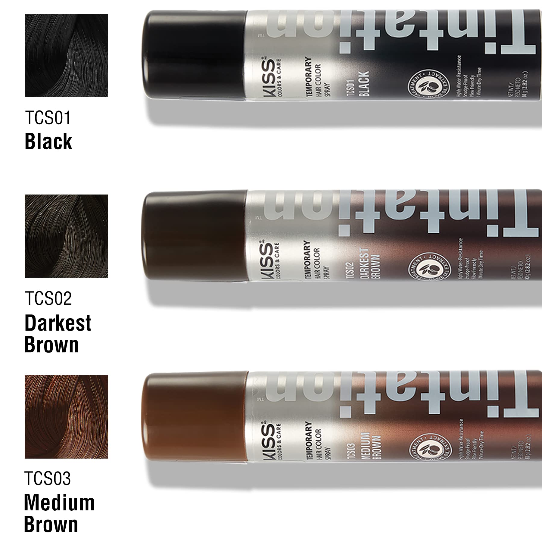 RED by Kiss Tintation Temporary Hair Color Spray, Instant Gray Root Cover Up, Water-Resistant, Smudge-Proof, Easy Wash Out, Hairline & Barber Touch-Up, Quick Dry (Medium Brown)