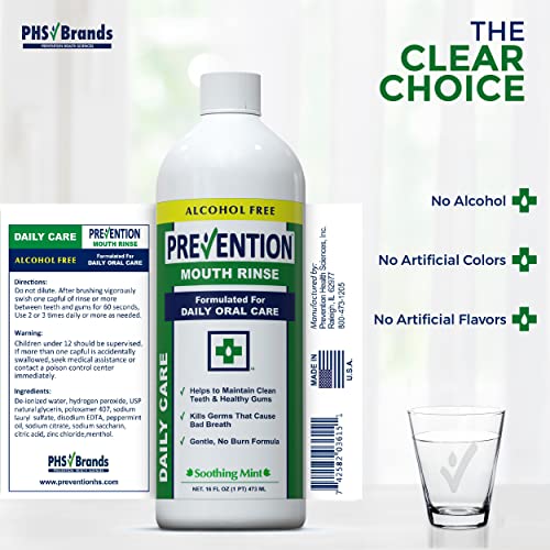 Prevention Daily Care Alcohol Free Mouthwash β No Alcohol, Burn Free, Hydrogen Peroxide Mouthwash Formula β Zero Alcohol Mouthwash for Kids & Adults β Value Pack of 2