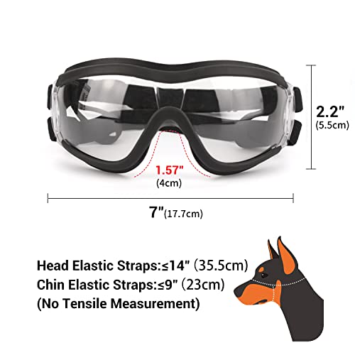 NAMSAN Dog Sunglasses Medium to Large Dog UV Transparent Goggles Windproof Anti-Dust Snowproof Pet Glasses with Elastic Straps, Clear