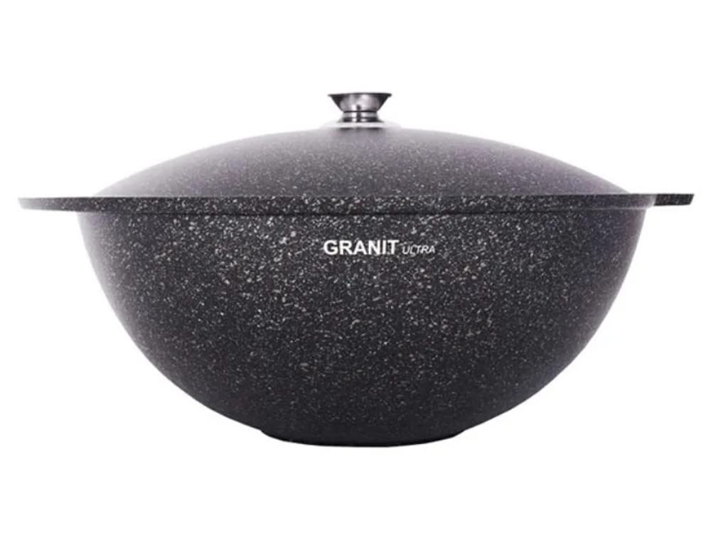 Aluminum Wok Kazan Cooking Pot Granit Ultra Non-Stick Kazan for Making Pilaf with Lid Camping Cookware Dutch Oven Kitchen Pot (6.3-qt. (6 L))